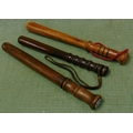 Three wooden Police truncheons.