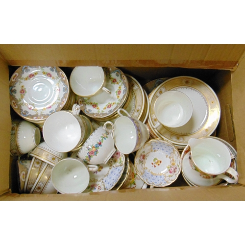 Various 19th century gilt edged tea sets.