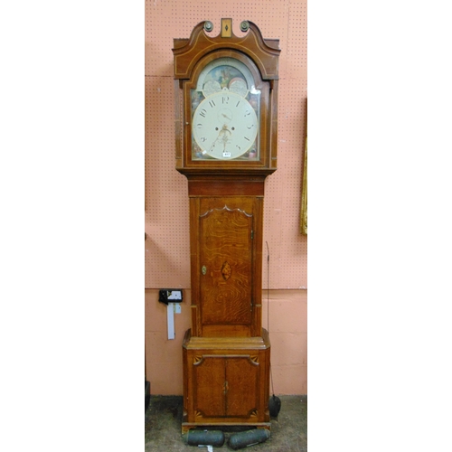 Robert Williams, Wrexham 19th century inlaid oak longcase clock, the ...