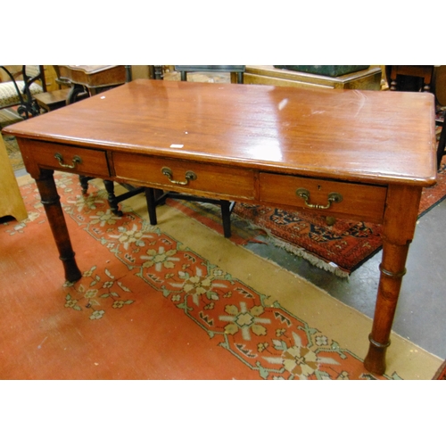 Antique mahogany library table, rectangular top above three short ...