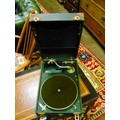 Cased table top record player.