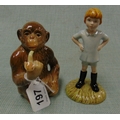 Doulton figure, Christopher Robin and Beswick monkey figure.