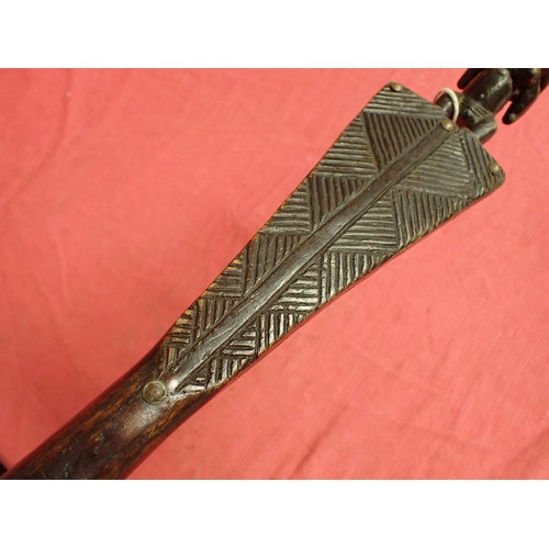 Antique African ceremonial carved staff One piece carved wood staff ...