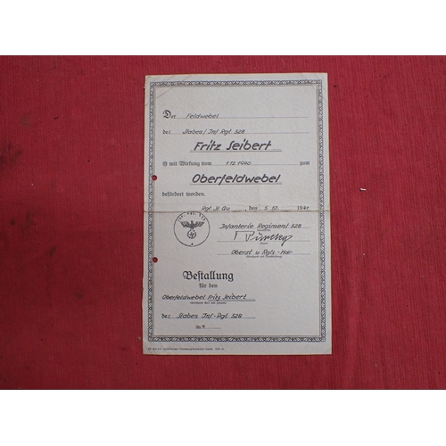 WW2 GERMAN ARMY PROMOTION TO OBERFELDWEBEL CERTIFICATE 272 MM TALL ...
