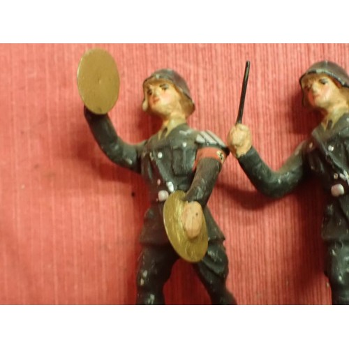WW2 German elastolin, four SS bandsman Wartime German toy figures ...
