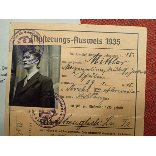 WW2 GERMAN 1935 AUSWEIS AND FORM RUDOLF MULLER. BOTH ITEMS IN VERY GOOD ...