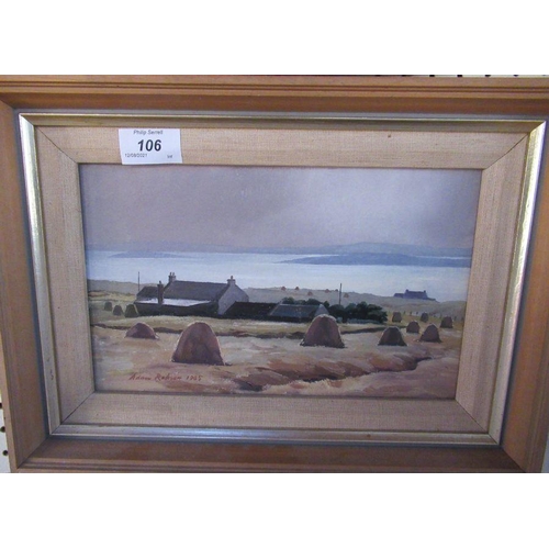 Adam Robson, oil on board, Simmer of Light on Yell Sounds, dated 1984 ...