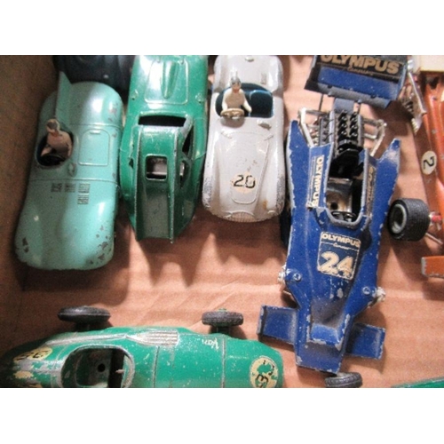 A box of Dinky toys, including racing cars, Ferrari Talbot Lago, BRM ...