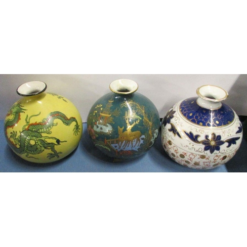 Six Wilton Ware onion shaped vases, all decorated with different ...