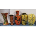 Three Carlton Ware vases, together with two Wilton Ware vases, one of ...