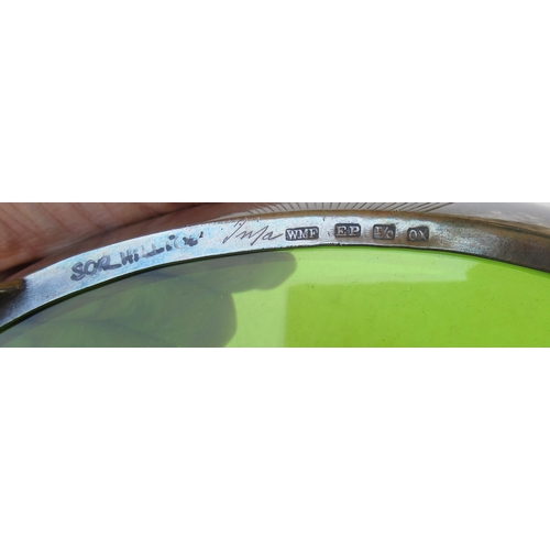 A WMF electro plated centre piece, with green glass liner, numbered 11670