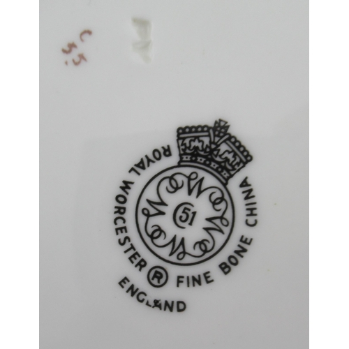 A Royal Worcester side plate, decorated with fruit to a gadroon border ...