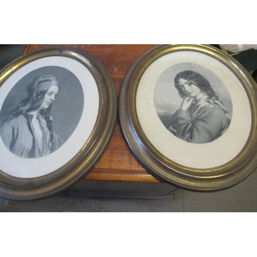 A pair of 19th century oval stipple engravings, "The Maid of Athens ...