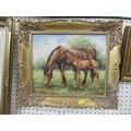C D Howells, oil on canvas, mare and foal, 9.5ins x 11.5ins, together ...