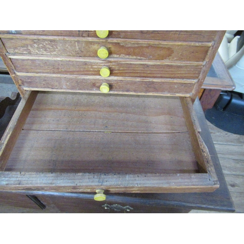 A pine table top set of drawers, with side flap to unlock the drawers ...