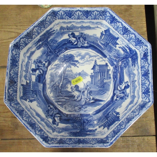 A Cauldon England octagonal bowl, printed in blue and white