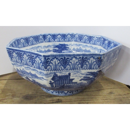 A Cauldon England octagonal bowl, printed in blue and white
