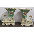 A pair of 19th century continental corner cornucopia vases, decorated ...