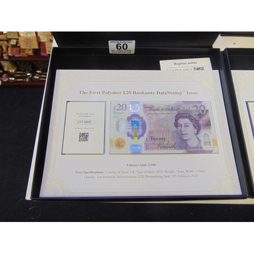 The first polymer £20 banknote date stamp