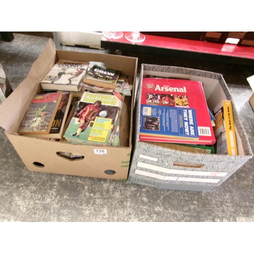 2 Boxes assorted football books etc