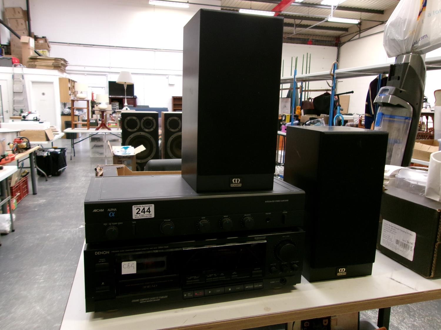 Arcam alpha II stereo amp, denon DRM-700A cassette player & pair ...