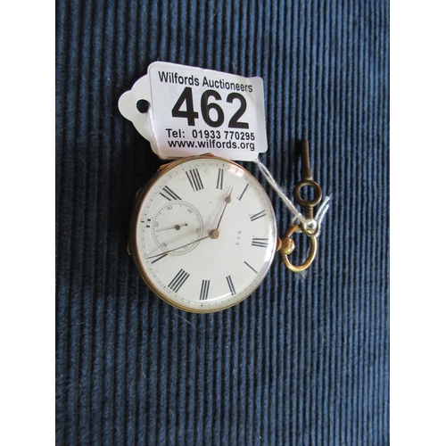 18ct Cased Pocket Watch With Key
