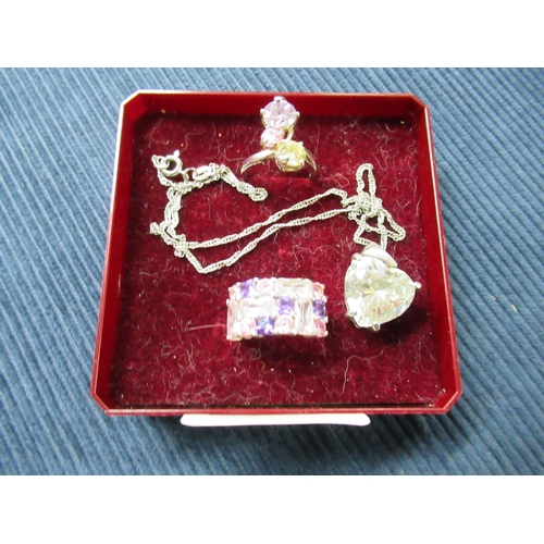 Silver Bling Rings & Necklace