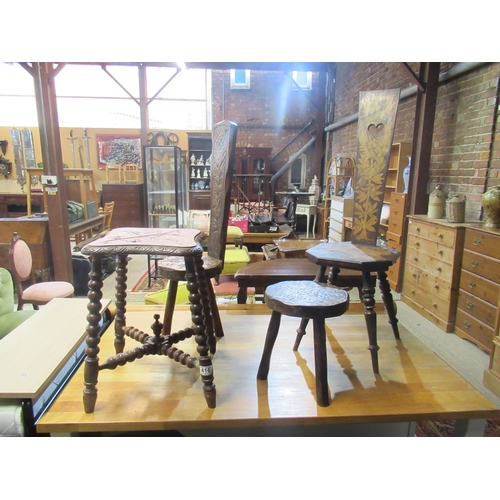 2 Spinning Chairs, Bobbin Turned Stool & 1 Other