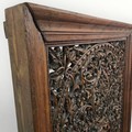 Very large Eastern carved hardwood pierced panel with central 'Lotus ...