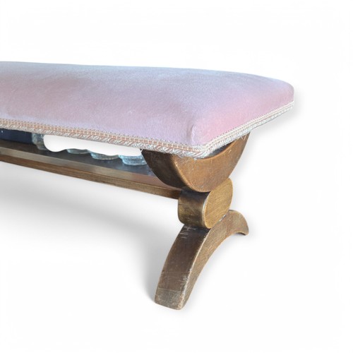 Long and low pad top footstool, 23 x 100 x 26cm.
