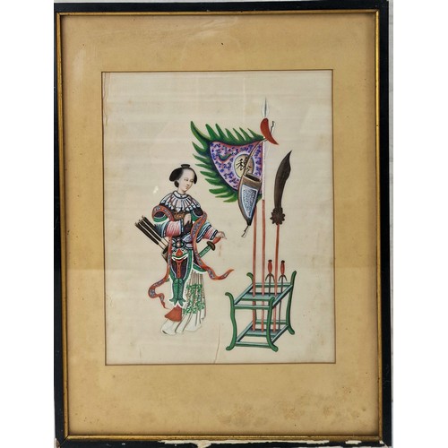 Chinese Pith Painting - 19th Century watercolour on rice paper. 29cm x ...