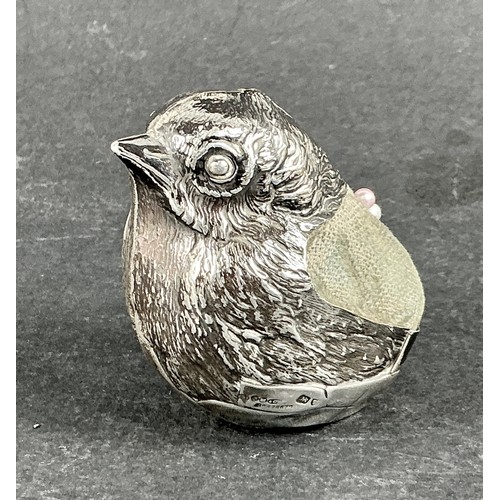 Silver Robin Pin Cushion - Hallmark for Chester, date mark rubbed away ...
