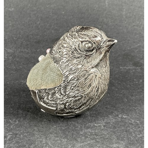 Silver Robin Pin Cushion - Hallmark for Chester, date mark rubbed away ...