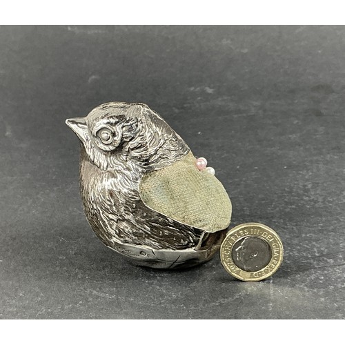Silver Robin Pin Cushion - Hallmark for Chester, date mark rubbed away ...