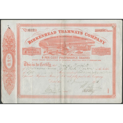 Great Britain: Birkenhead Tramways Company, 6% preference shares of £10 ...