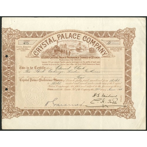 Great Britain: Crystal Palace Company, £1 preference shares, 19[01 ...