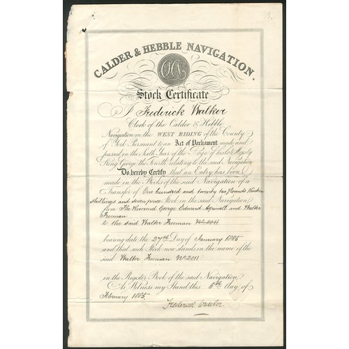 Great Britain: Calder & Hebble Navigation, stock certificate of ...