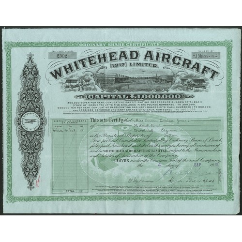 Great Britain: Whitehead Aircraft (1917) Limited, £1 ordinary shares ...