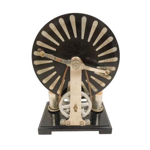 A Wimshurst machine or electrostatic generator - on an ebonised base ...