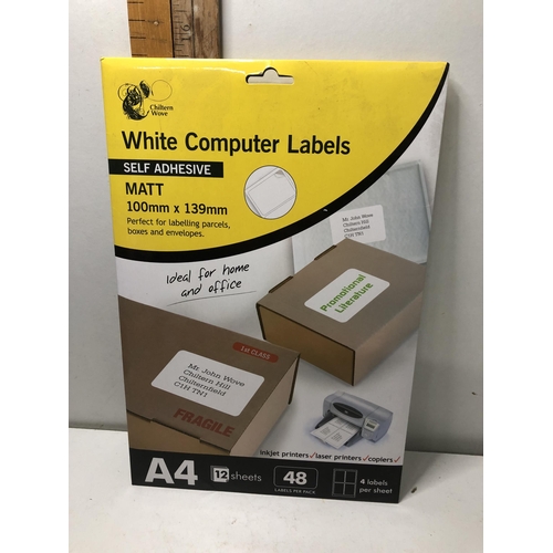 New pack of white computer labels