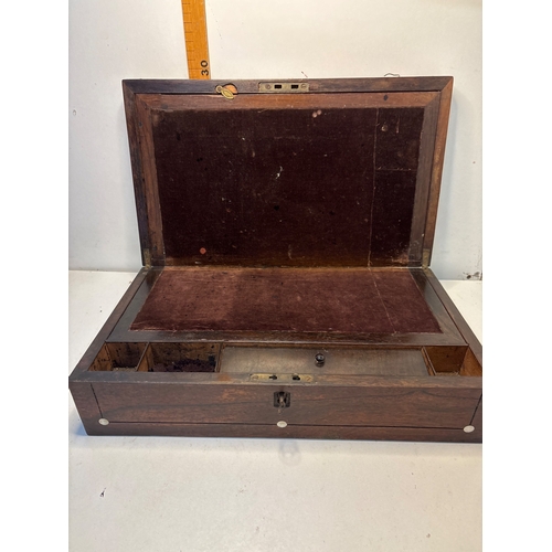 Wooden writing box with inlaid details and internal compartments ...