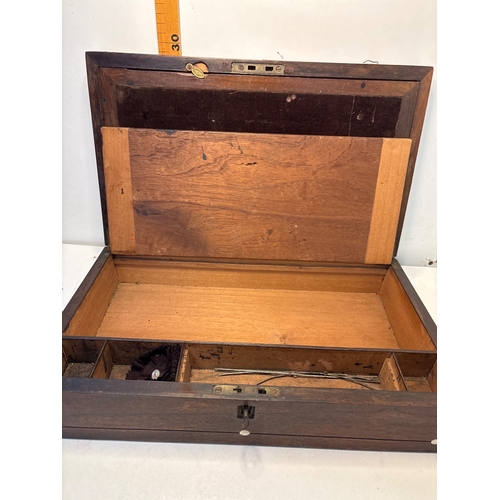 Wooden writing box with inlaid details and internal compartments ...
