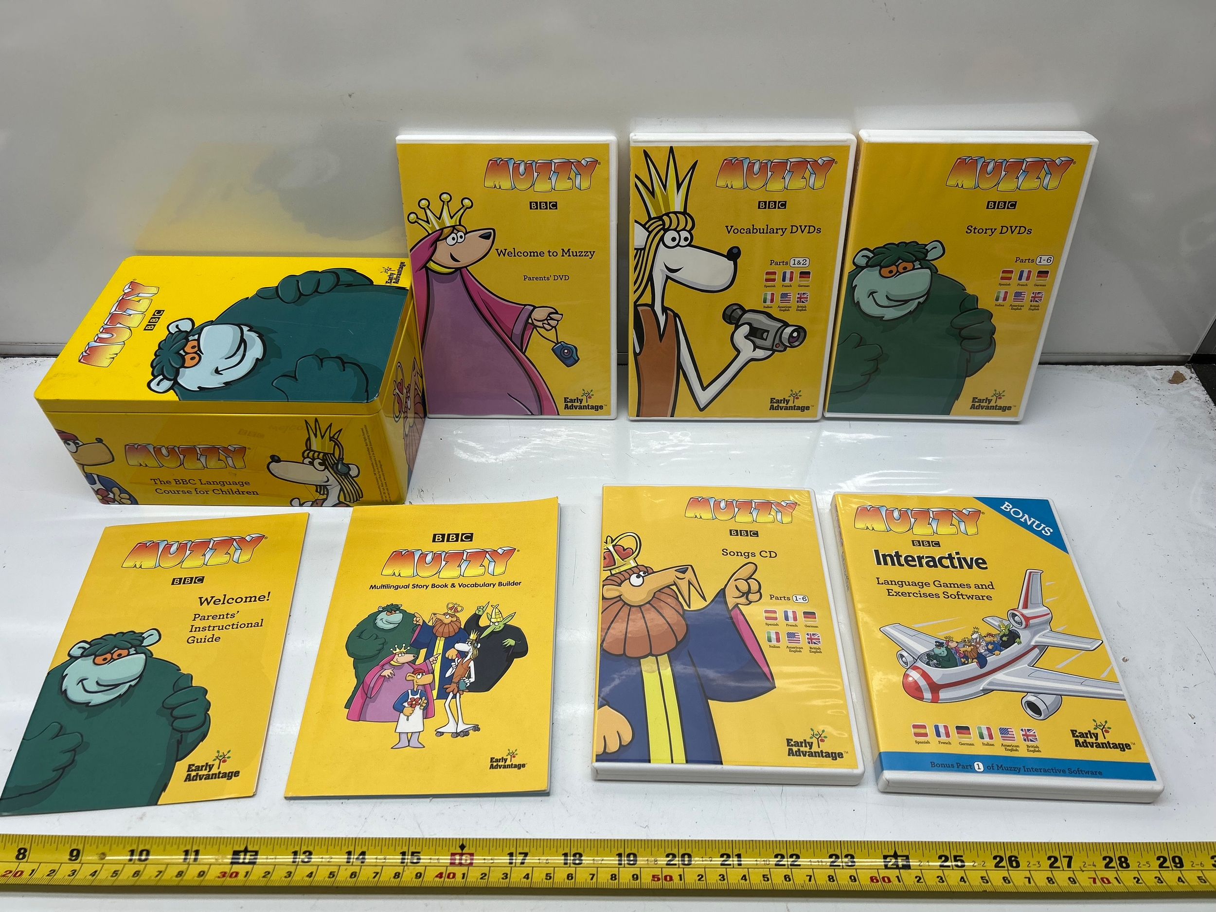 BBC Muzzy Children’s Language Course Set – DVDs, CDs, Books & Tin Storage Box