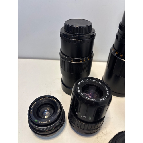 Multiple camera lenses and a flash unit.