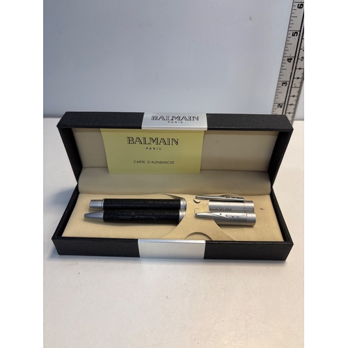 Balmain pen set in original box; includes two pens.
