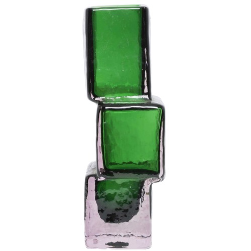 Whitefriars-Style Drunken Bricklayer Green Vase Approx 21cm Tall