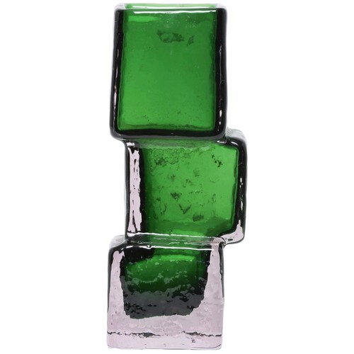 Whitefriars-Style Drunken Bricklayer Green Vase Approx 21cm Tall