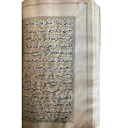 Antique Large Central Asian Quran in Arabic Calligraphy. Medium: Ink ...