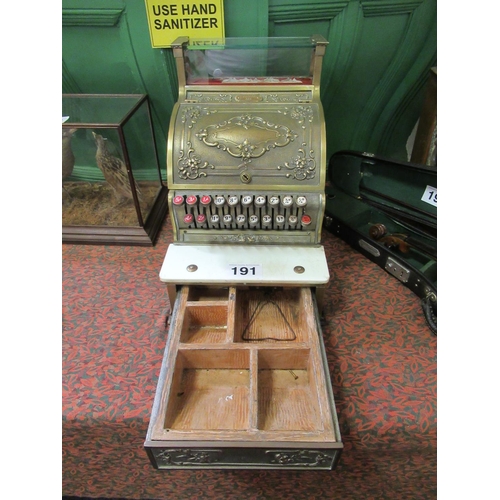 Antique brass shop till.
