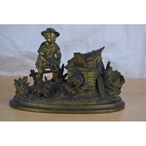 A stunning antique novelty desk tidy/ inkwell & match striker, modelled ...